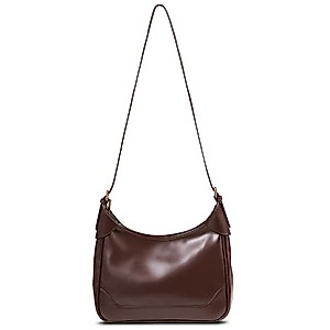 Women's Vegan Leather Hobo Crossbody Shoulder Bag Handbag Purse (Brown)