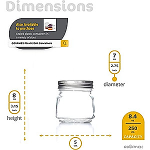 GOURMEX Glass Mason Jars With Lids | Sourdough Starter Jar, Vintage Kitchen Decorative Jars, Candle Jars | Glass Storage Jars Canning Supplies (8oz)