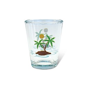 Puzzled Clear Palm Trees Shot Glass, 1.70 Oz. Unbreakable Beverage Tequila Gin Cocktail Whisky Vodka Novelty Glassware Handcrafted Drinkware Home & Bar Tools Accessory