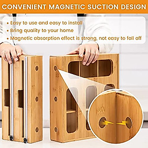 KitchenTell Ziplock Bag Organizer Bags - 6 in 1 Storage Bag Organizer Foil Kitchen Drawer, Plastic Bag Organizer for Drawer, Ziplock Bag Holder for Filing, Wooden Sandwich Bag Organizer