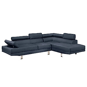 Poundex 2-PCS Sofa Sectional, Dark Blue