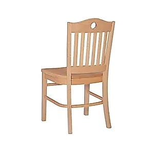 Linon Slat Back Natural Wood Finish Made in America Set of 2 Brock Dining Chair