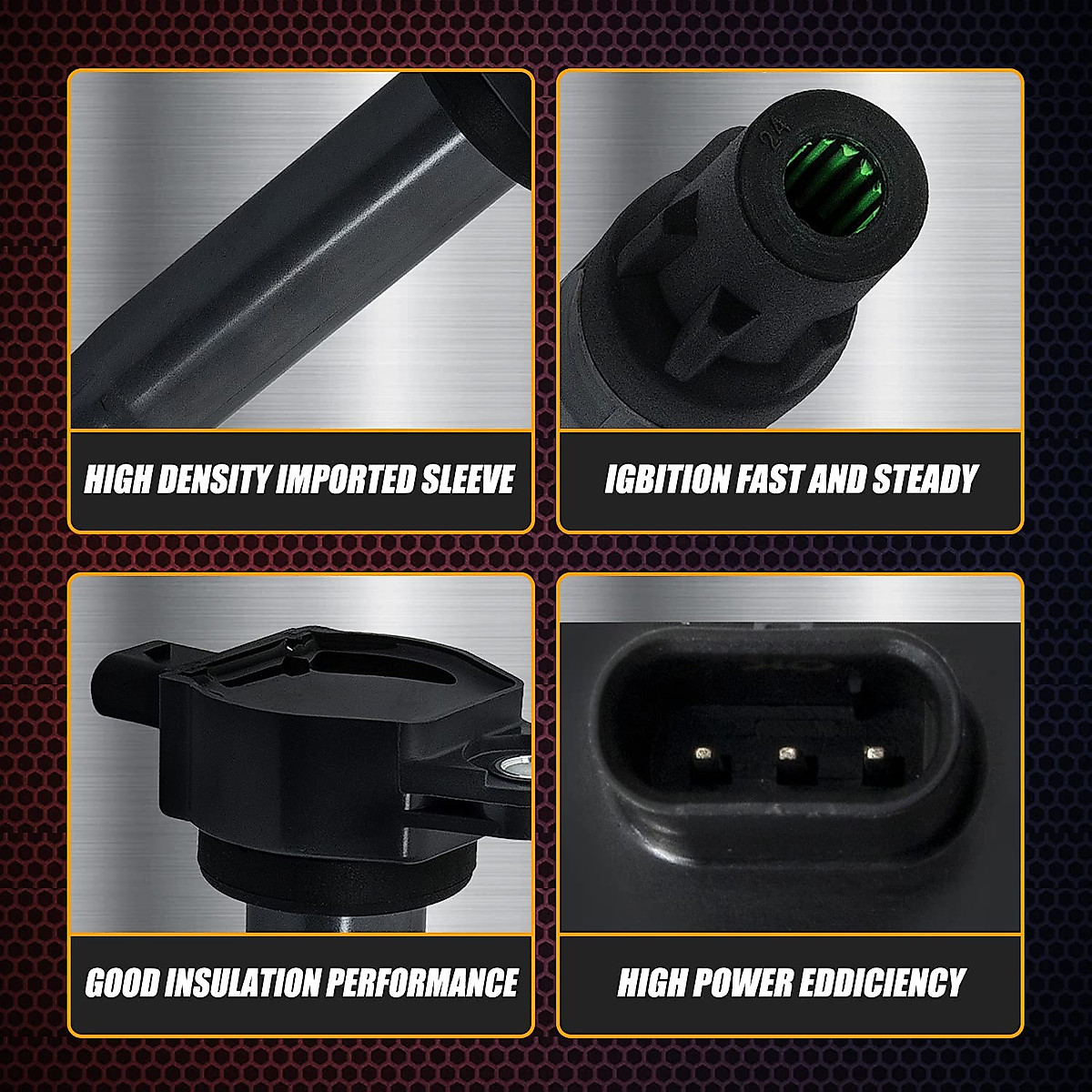 RANSOTO Ignition Coil Pack Compatible with Dodge Avenger Caliber Journey Compass Patriot Chrysler 200 Sebring 1.8L 2.0L 2.4L Replace 4606824AB, UF557, C1587, 5C1644, C-1587, GN10346