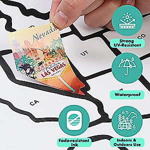 RV State Sticker Travel Map of the United States & Canada | ACIMONE Map Sticker of States & Provinces Visited Map | Anti-fade & Waterproof RV Vinyl Decals | 50 States in 47 Stickers & 13 Provinces in