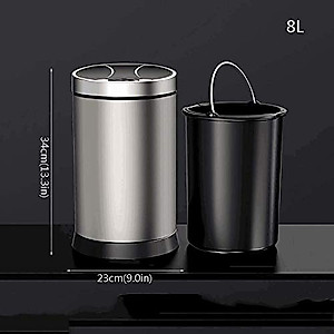 LXXSH Smart Induction Trash Can Household Waterproof Trash Can with Lid for Kitchen and Bathroom Stainless Steel Living Room Automatic Touchless Trash Can (Size : 8L)