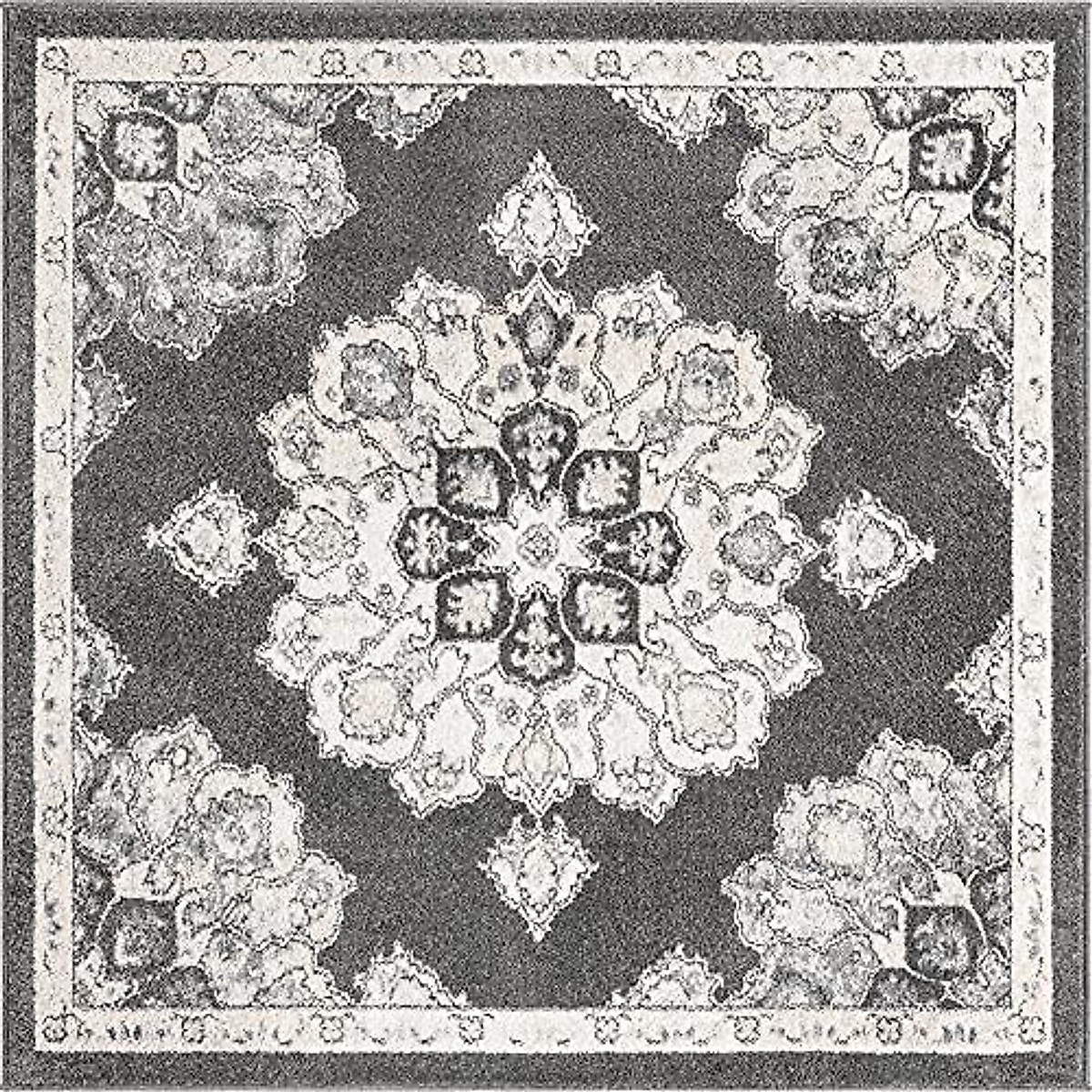 Unique Loom Parker Collection Colorful Medallion Charcoal/Ivory Square Rug (5' 0 x 5' 0)
