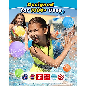 SOPPYCID 12PCS Reusable Water Balloons - Quick Fill Water Balls Toys For Toddler Age 4-8 - Refillable Magnetic Self-Sealing Water Splash Bomb For Summer Party Pool Outdoor Beach Toys for kids Age 8-12