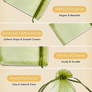 ANSLEY SHOP 100pcs 4x6 Inches Drawstrings Organza Gift Candy Bags Wedding Favors Bags (Grass Green)