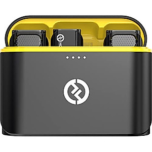 Hollyland Lark C1 Duo 2.4GHz Noise Canceling Compact Long Runtime Curved Edge Ergonomics 650-Feet Wireless Range Microphone System (Black)