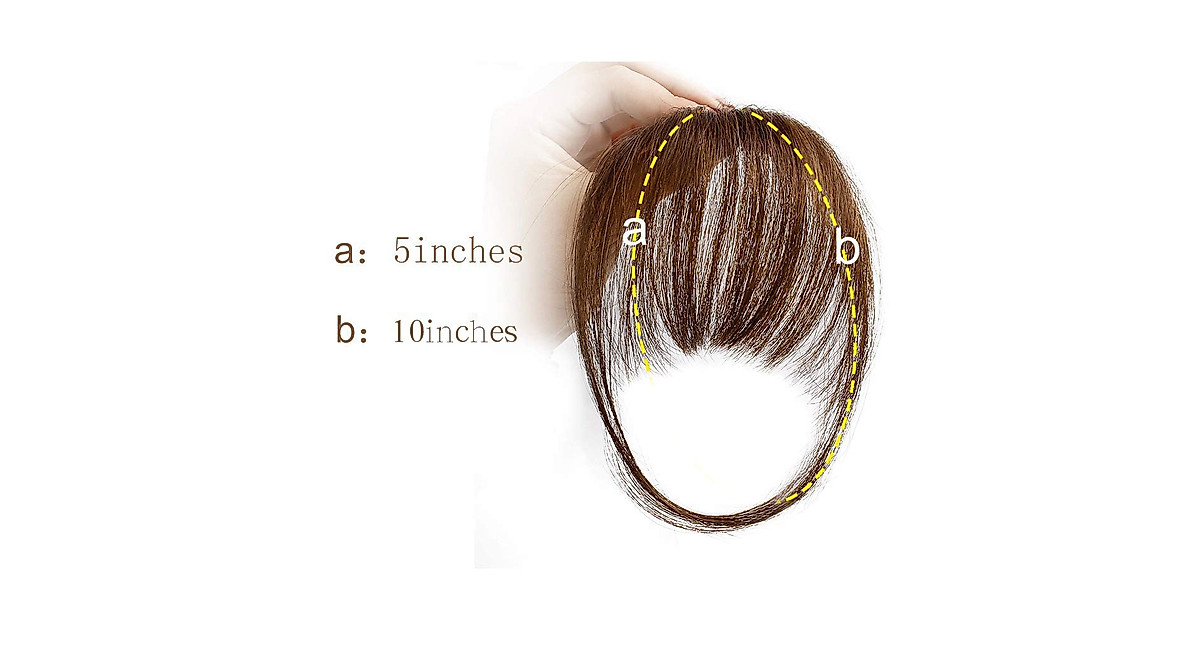 AISI QUEENS Human Hair Clip-In Bangs for Women | Wispy Medium Brown