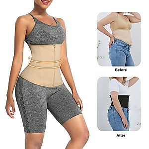 FeelinGirl Body Shaper Waist Trainer for Women Workout Waist Cincher Slim Waist Cincher Corset Tummy Control Shapewear Beige