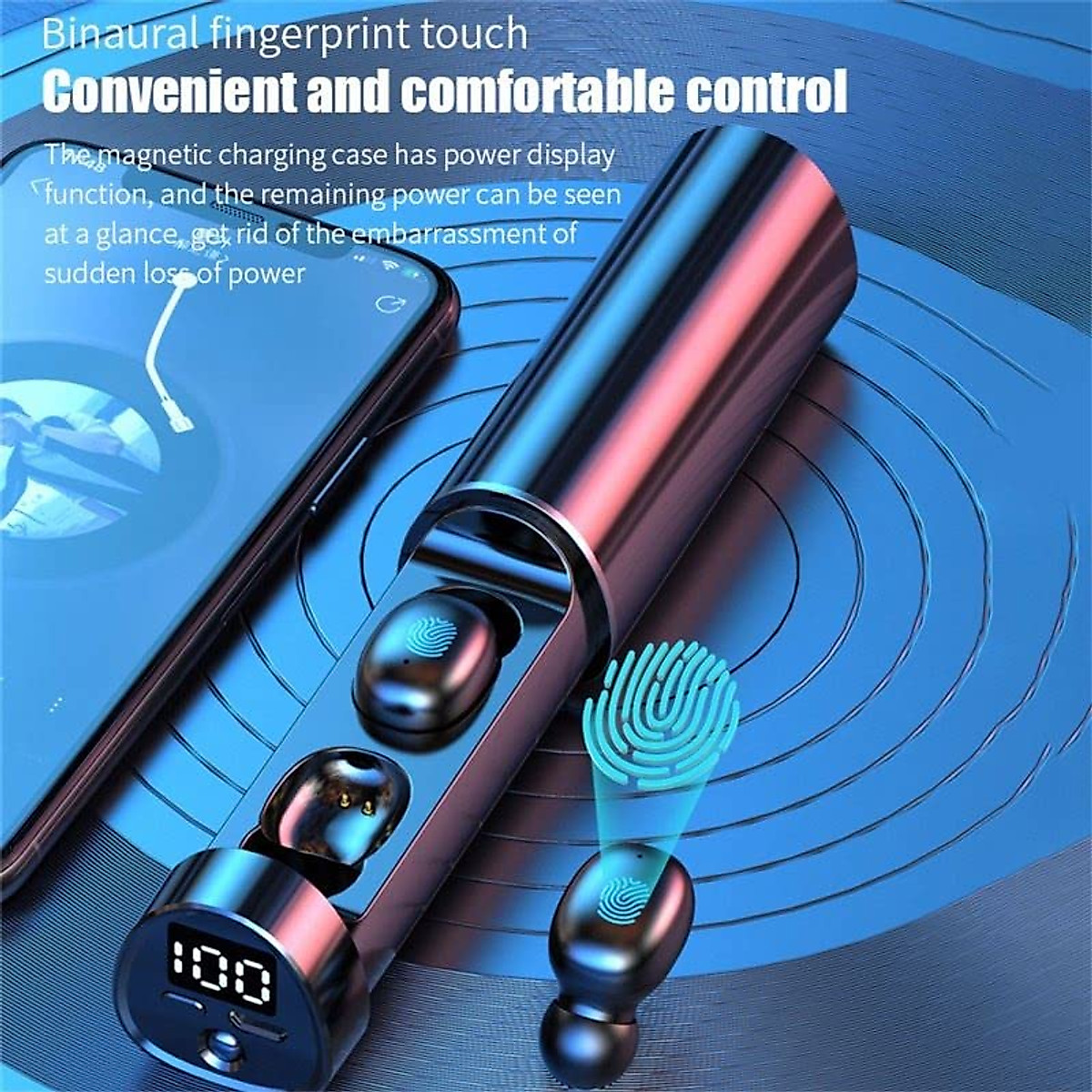 Wireless Headphones TWS Bluetooth 5.2 Earphones Stereo Headset Sport Earbuds with Microphone Flashlight for Smartphone. Pine