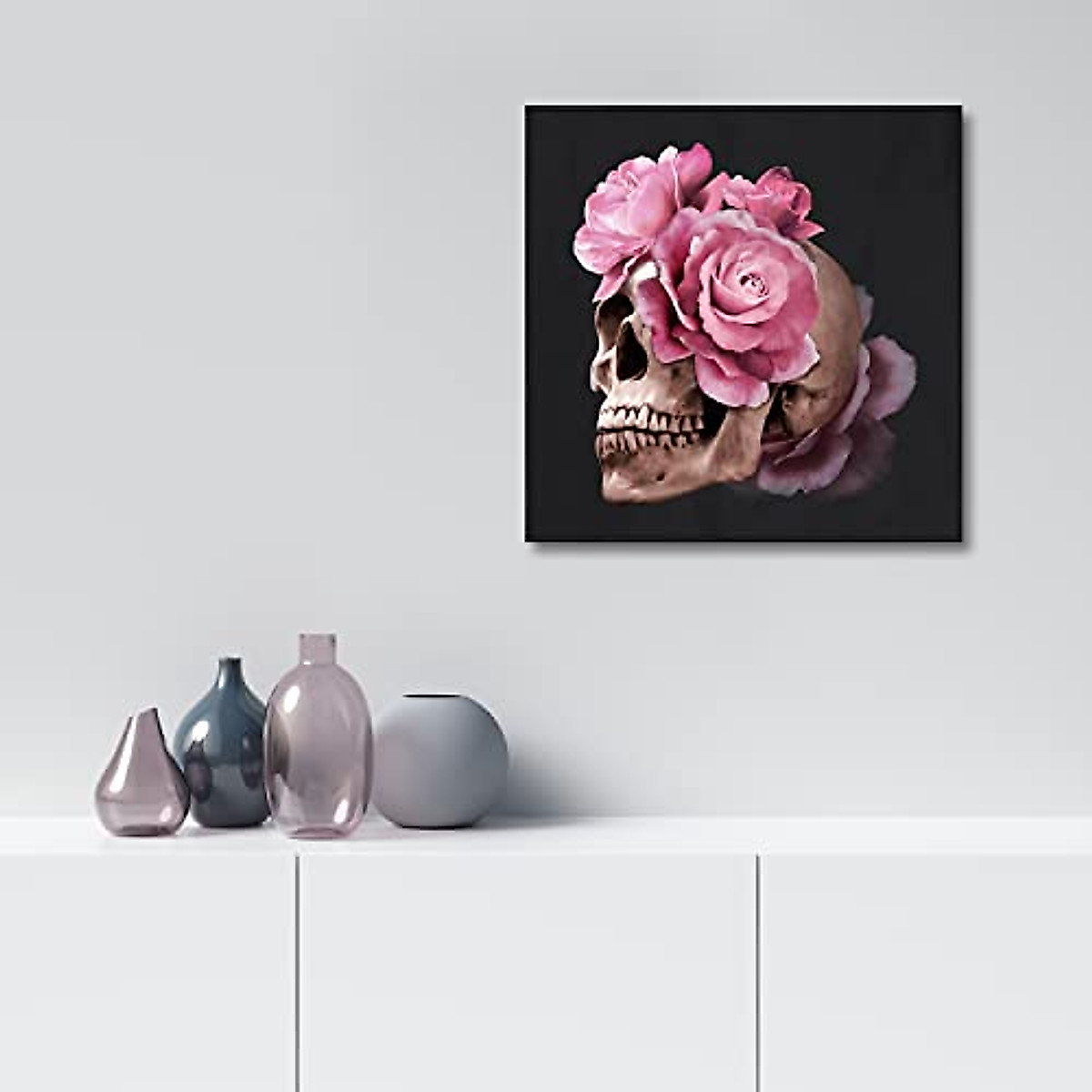 Art Knitting Paint by Number for Adults Beginner Students Kids, Ideal Gift Choice for Birthday,Anniversary or Any Festival, DIY Acrylic for Room Decor Canvas Roll -16x16 (Skull and Roses)