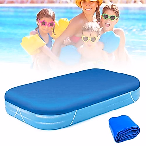 Rectangle Pool Cover, Easy Set Up Rectangle Inflatable Swimming Pool Cover Dustproof Pools Protector, Fits 102 in x 67 in Frame Pool and Solar Pool Cover for Garden Outdoor Pools Cover(8.5ft X 5.6ft)