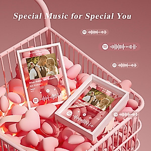 witfox Personalized Spotify Plaque with Free White Frame - Spotify Picture Frame Custom Acrylic Song Plaque - Music Picture Frame Customized Gifts for Boyfriend Girlfriend Couples Family