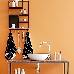 Hand Towel Polka Dot Black White Striped Face Towel Set of 2 Fingertip Towel Kitchen Tea Bar Dish Cloths Absorbent Dry Shower Towel