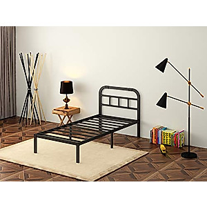 ZIYOO Twin XL Bed Frame with Headboard, 3000LBS Heavy Duty Platform Mattress Foundation/Box Spring Replacement, 14 Inch Height Metal Bed Frame