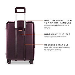 Briggs & Riley Sympatico Hardside Medium Spinner Luggage, Plum, 27-Inch Checked