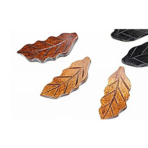 Islandoffer Handcrafted Wooden Chopstick Rest Spoon Fork Knife Holder leaf Designed, Set of 6