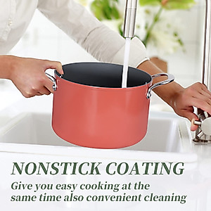 Flamingpan 5.5 Quart Nonstick Stock Pot, Ceramic CoatingStockpot, Casserole Oven Safe & Easy to Clean,Stock Pot Suitable for Any Cooktop & Dishwasher,Durable for Using, Pot for Kitchen & Dinning