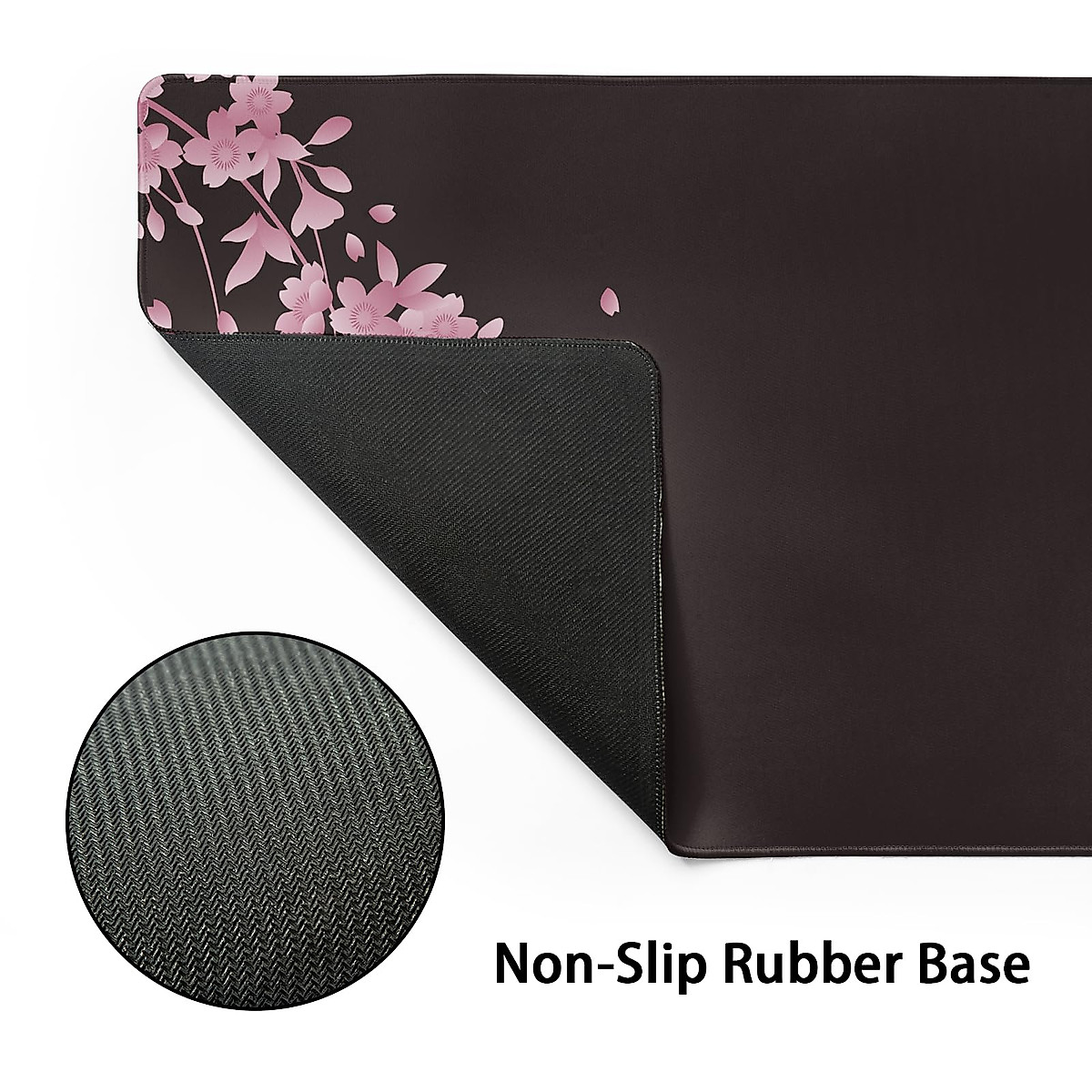 Sakura Cherry Blossom Extended Gaming Mouse Pad Non-Slip Rubber Base Pink Large Mousepad 31.5x11.8in with Stitched Edge Waterproof Flower Keyboard Pads Black Desk Laptop Mats for Work/Game/Office