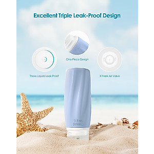 Morfone Travel Bottles for Toiletries, 3oz TSA Approved Travel Size Containers Leak Proof Squeezable Travel Accessories Refillable for Shampoo Conditioner Lotion Liquids(Blue)