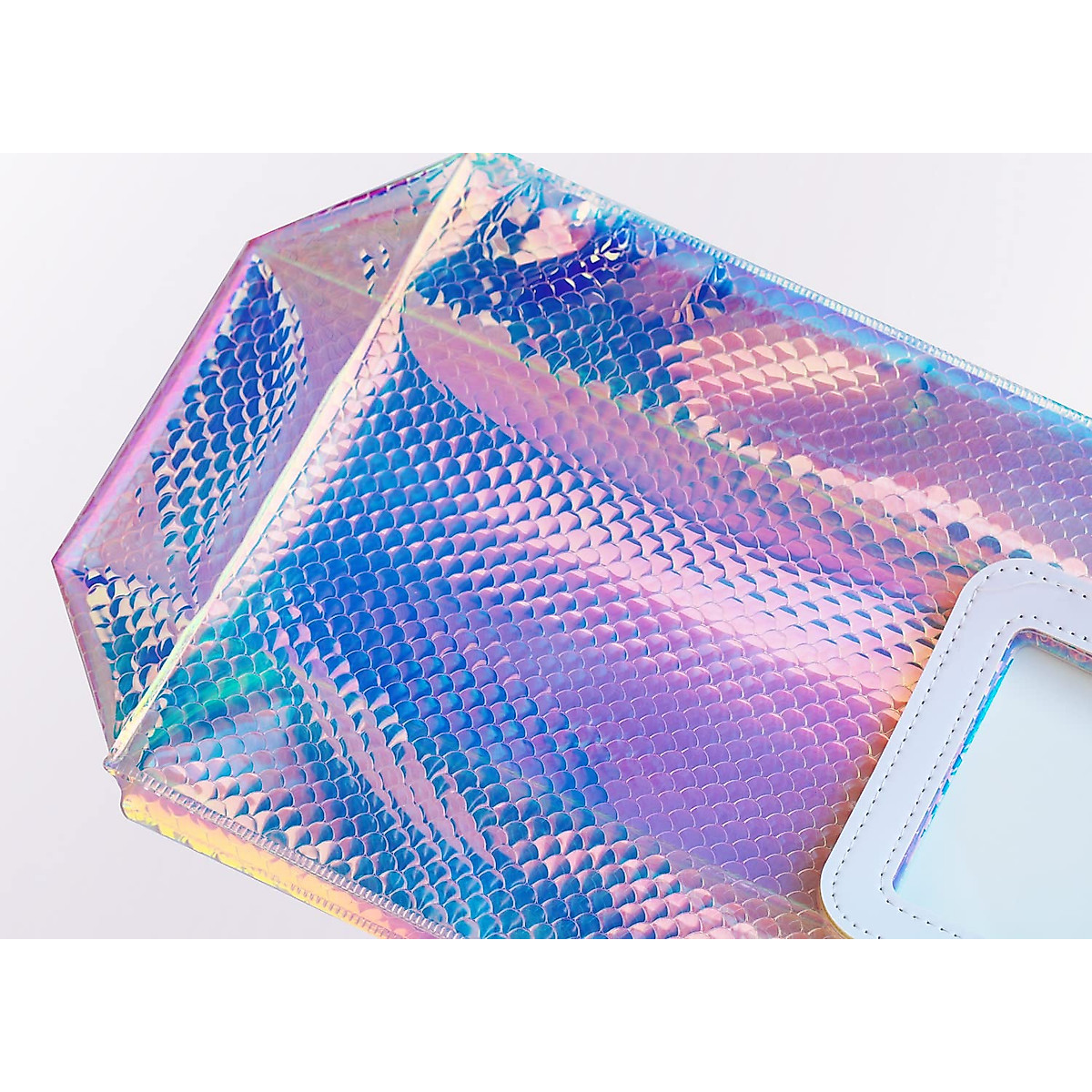 Reusable Gift Bag 11 x 9.8 x 5.1 Inches Iridescent Holographic Large Medium Size Gift Bags with Handle Mermaid Fish Scales Cute Handbags for Birthday, Christmas,Party, Baby Shower,Wedding, Women,Girls 1 PCS