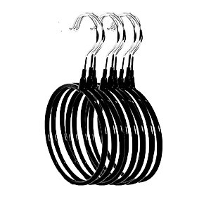 Joyindecor Belt/Scarf Hangers for Closet - 8 PCS Nonslip Space Saving Steel Tie Rings Holder Organizer for Neckties, Shawls Scarves, Veils, Pashminas Display(8 Pack, Black)