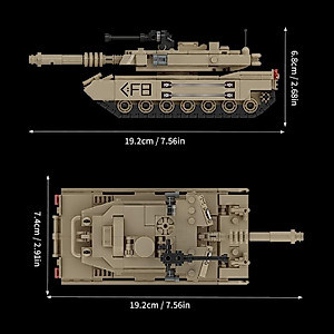 Nitevaw Military Tank Building Blocks Military Sets 406 pcs WW2 Military M1A2 Main Battle Tank Toy with 2 Soldier Figures