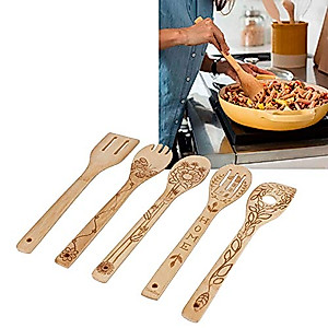 5Pcs Set Shovel Spa Spoon Kit Carving Bamboo Cooking Utensils Cookware Kitchen Supply 5Pcs Set Shovel Spa