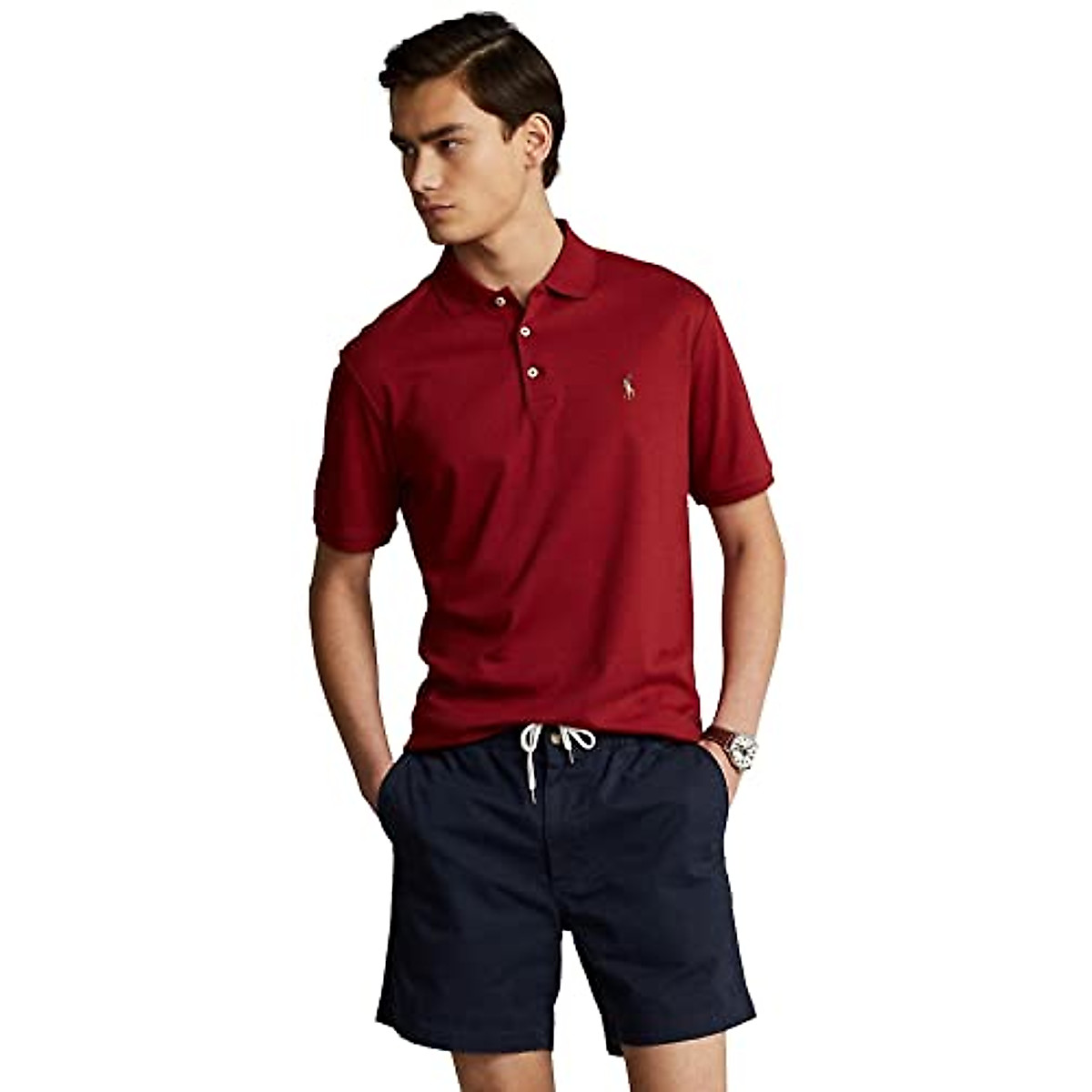 POLO RALPH LAUREN Men's Big and Tall Short Sleeve Pima Soft-Touch Polo Shirt (4XB, WineSigPny)