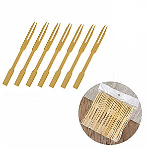 UPlama 600Pcs Bamboo Forks,Wooden Appetizer Forks for Appetizer, Cocktail, Fruit, Pastry, Dessert,3.4inch
