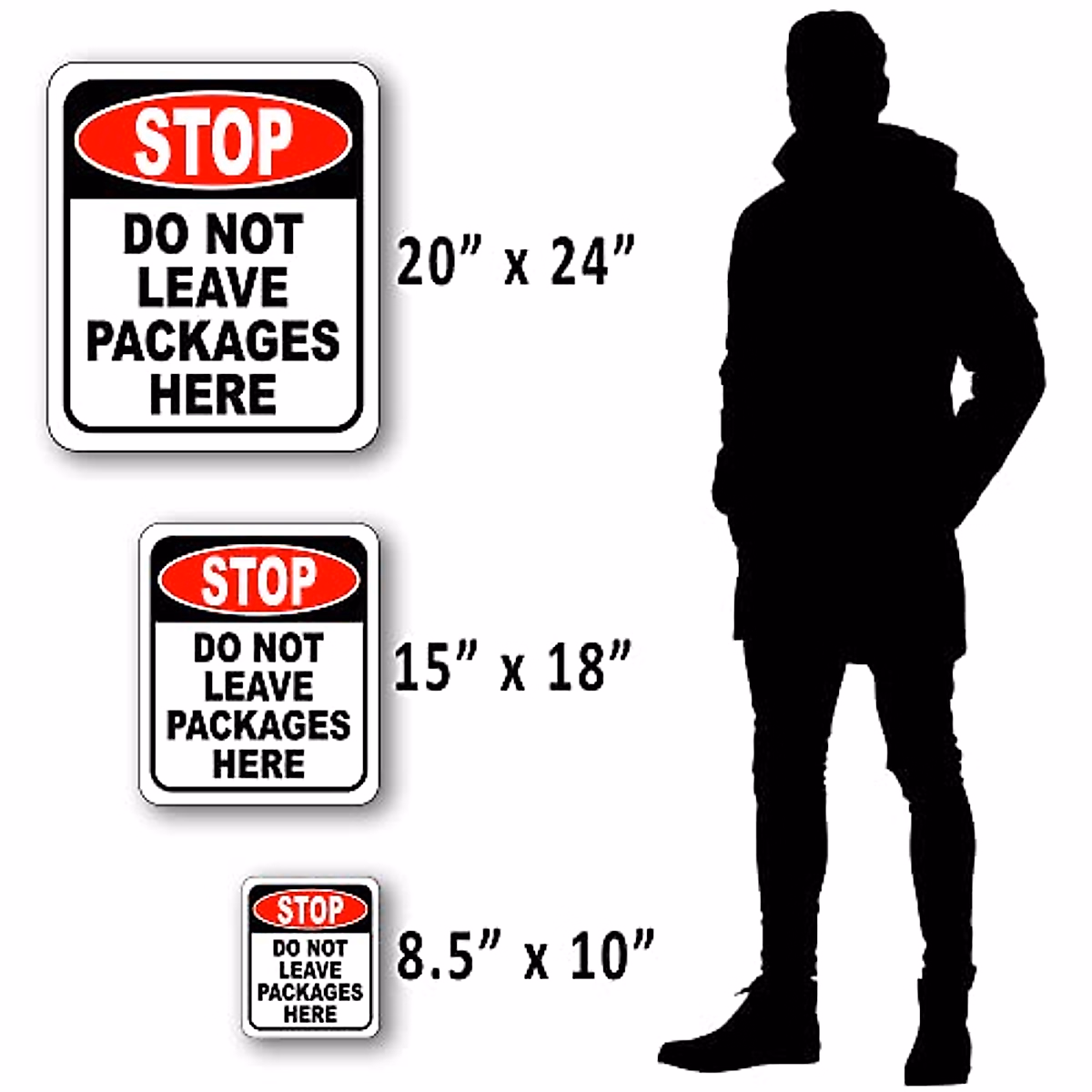 Stop Do Not Leave Packages Here Outdoor Aluminum Signs - Delivery Instructions - Delivery Sign - Package Delivery Box Instructions - Package Box for Outside Sign - Home Front Porch Sign - 8.5" X 10"