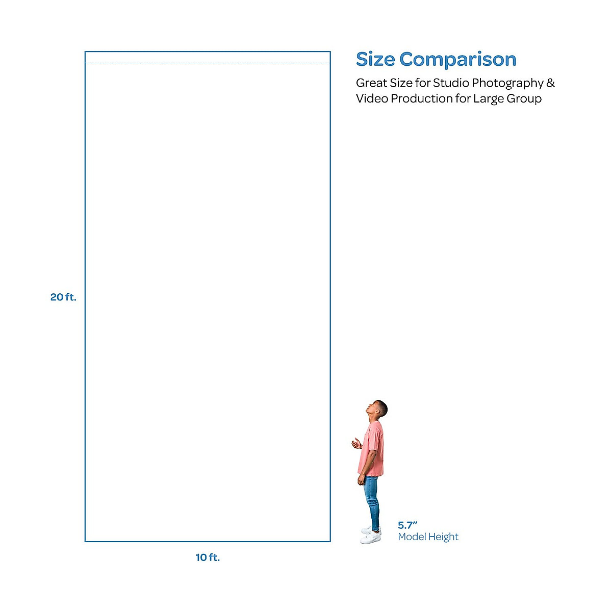 LimoStudio 10' x 20' (W x H) Pure White Backdrop Background Screen, Higher Density A+ Premium Grade 150 GSM Synthetic Material Fabric, Solid Seamless Muslin for Professional Photo Studio, AGG3251