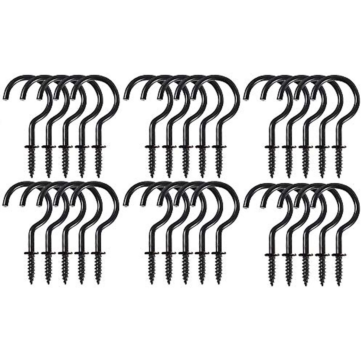 donjon VONVOFF 1.73 Inches Ceiling Hooks,Black Wall Hooks for Hanging Plants,Kitchen Hooks,Drop Ceiling Hooks,Cup Hooks,Great for Indoor & Outdoor Use(30 Packs)