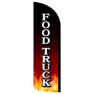 Food Truck Premium Windless Polyknit Feather Flag (3 x 11.5 feet)