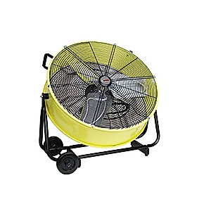 K Tool International 77740; 24 Inch Fan; Heavy Duty Commercial Fan, 2 Speed Motor, Ideal Air Circulator for Greenhouse, Garage, and Patio; Rubber Wheels for Easy Mobility, 6,940 Max CFM, Safety Yellow