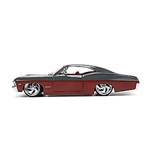 Jada Toys Big Time Muscle 1:24 1967 Chevy Impala SS Gray/Burgundy Die-cast Car, Toys for Kids and Adults