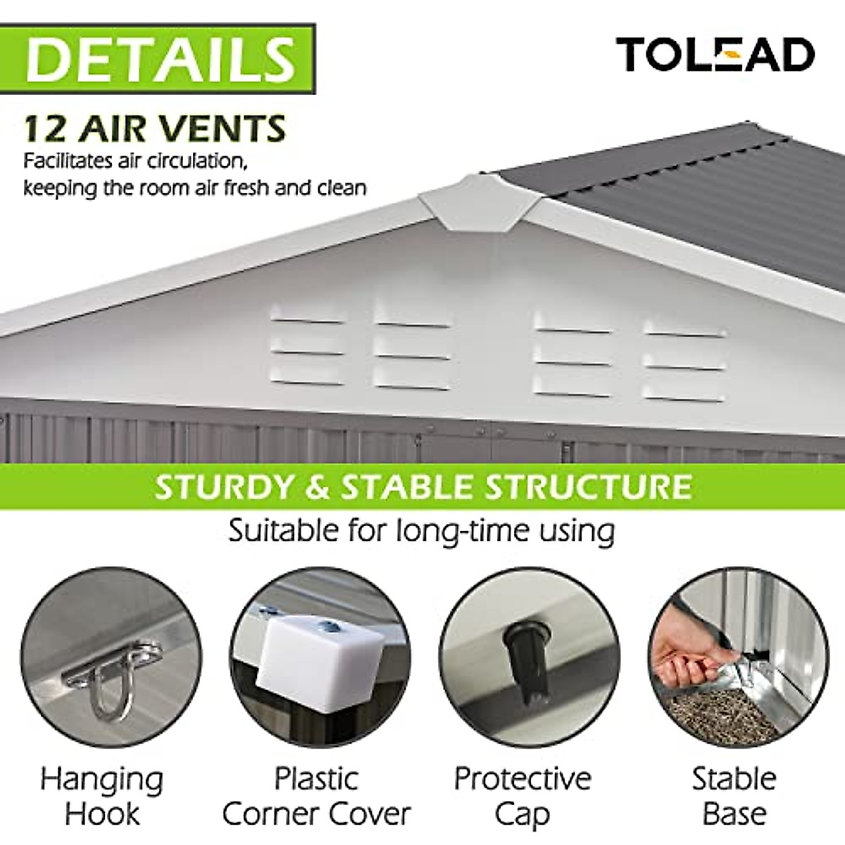 TOLEAD Metal Outdoor Storage Shed 6' x 4', Outside Storage House with Triangular Roof & Lockable Door, Steel Utility Tool Shed for Backyard Garden Patio Lawn, Dark Grey