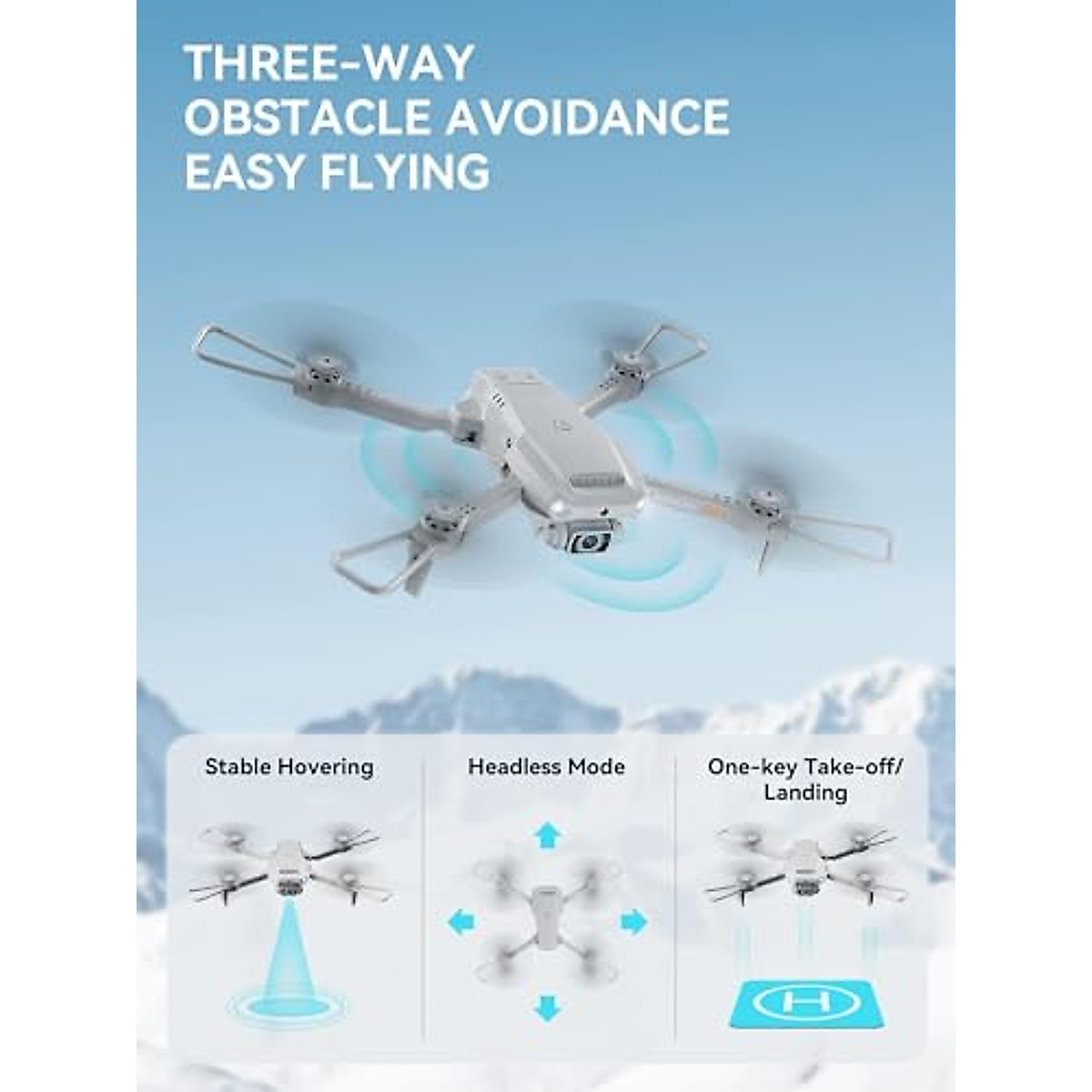 Drone with Camera for Adults - ROVPRO Dual Camera S60 RC Quadcopter with APP Control - Obstacle Avoidance, Waypoint Fly, Altitude Hold, Roll Mode, Headless Mode, 2 Batteries