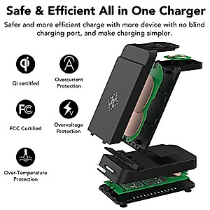 Wireless Charging Station for Apple Products 3 in 1 Wireless Charger Stand Compatible with Apple Watch Ultra 8 7 SE 6 5 4 AirPods Pro iPhone 14 13 12 11 Pro Max Multiple Devices Wireless Charger Dock