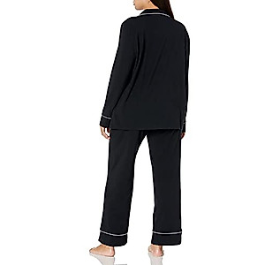 Amazon Essentials Women's Cotton Modal Long-Sleeve Shirt and Full-Length Bottom Pajama Set (Available in Plus Size), Black, XX-Large