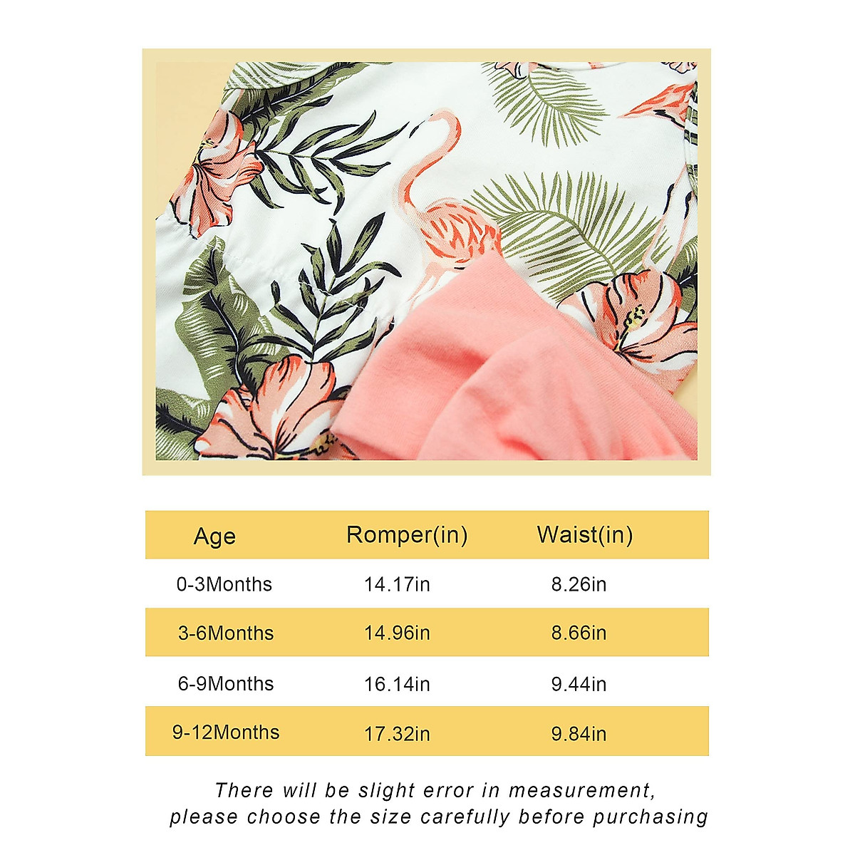 Lasilviaivy Newborn Infant Baby Girl Clothes Flamingo Romper + Headband Summer Outfits Toddler Girl Clothes 3PC 0-3 Months