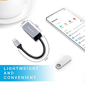 USB C to Ethernet Adapter, PEUZAVA Premium USB Type C (Thunderbolt 3/4) to RJ45 Gigabit Ethernet LAN Network Adapter Compatible with MacBook Pro Air, iPad Pro, Dell XPS, Galaxy S22 S21 and More