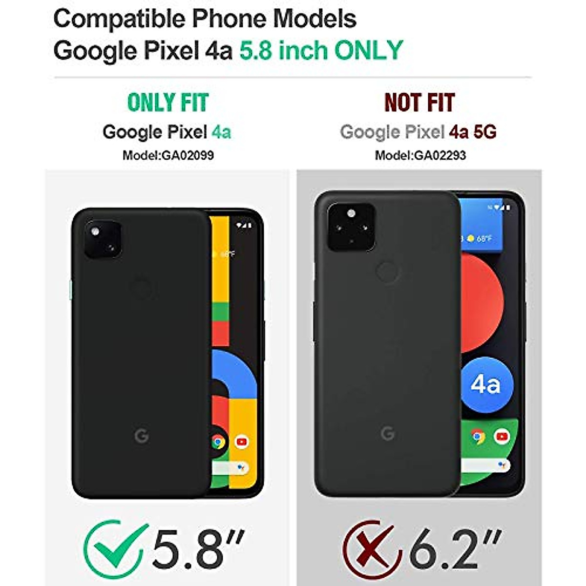 Lanhiem Pixel 4a Case, IP68 Waterproof Dustproof Shockproof Case [NOT Fit 5G Version] with Built-in Screen Protector, Full Body Underwater Protective Cover for Google Pixel 4a (4G Only), Black/Clear