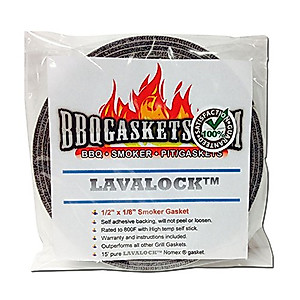 1/2" x 1/8" LavaLock High Temp BBQ Gasket Smoker Seal for Nomex Door Lid, Self Stick Grey