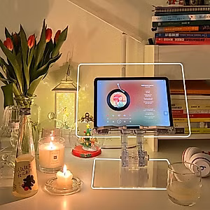 Acrylic Laptop Stand for Desk, Book Stand, Clear Laptop Riser Adjustable Height, Foldable Portable Adjustable Laptop Stand Compatible with MacBook Pro Other Notebooks