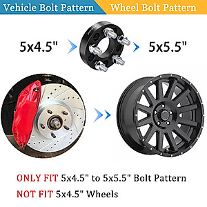 HHCSOP 5x4.5 to 5x5.5 Wheel Spacers, 1.25" 5x114.3 to 5x139.7 Wheel Adapters for Ford Mustang Ranger Edge Crown Victoria Explorer | Jeep Wrangler Liberty Grand Cherokee with 1/2x20 Studs & 73mm Bore