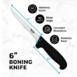 Butcher Wizard 6" Boning Knife | Best Professional Boning Knife for Chefs and BBQ Lovers | Flexible Butcher Fillet Knife Cuts Silverskin and Excess Fat | Great All-Around Meat Trimming Knife