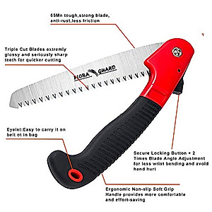 FLORA GUARD Folding Hand Saw, Camping/Pruning Saw with Rugged 7.7 Inch Blades Professional Folding Saw Razor Tooth Sharp Blade Solid Grip(Red)